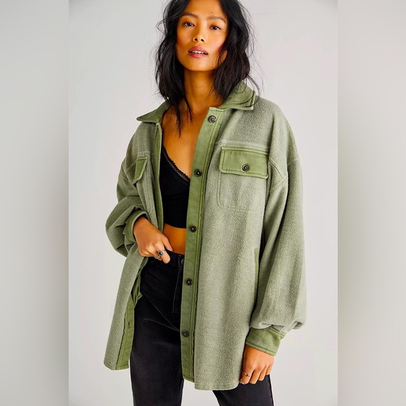Free People | Jackets & Coats | Free People Ruby Shacket In Jaded Nwt | Poshmark